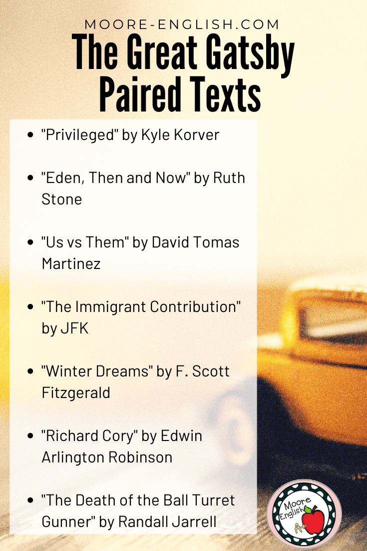 The Great Gatsby Paired Texts / Moore English Educational Blog