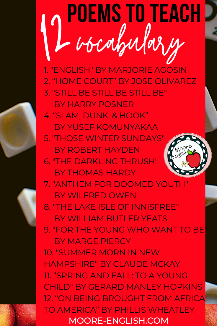 12 Poems for Teaching Vocabulary in High School ELA / Moore English